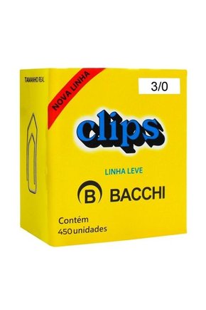Caixa de Clips 3/0 Galvanizado Linha Leve 450 Unidades Bacchi