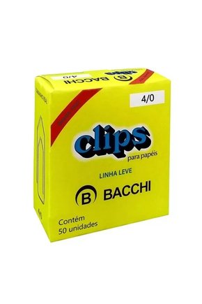 Caixa de Clips 4/0 Galvanizado Linha Leve 50 Unidades Bacchi